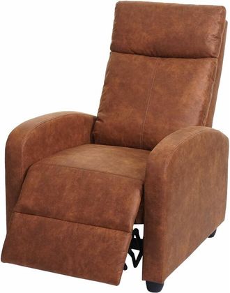 Hhg Fernsehsessel HHG 461, Relaxsessel Sessel Liegesessel, Liegefunktion verstellbar Stoff/Textil vintage Wildlederimitat