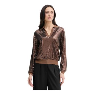 Liu Jo Top &agrave; Sequins - Femme - Blouses et Chemises - Brun - Taille: 36 FR