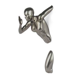 ADM Moderne Figurskulptur aus Kunstharz mit Metalleffekt zum Aufh&auml;ngen an der Wand, Anthrazit, H&ouml;he 50 cm