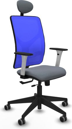 Piqueras y Crespo Verstellbarer Stuhl mit wei&szlig;en und schwarzen Armlehnen, h&ouml;henverstellbarer Lendenwirbelst&uuml;tze und festem Kopfteil, ausgestattet mit Syncro/Traslack un