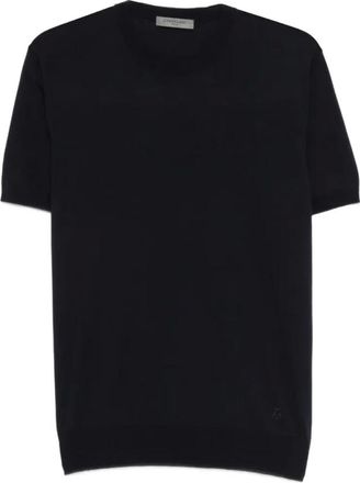 Corneliani Homme, Tops, Noir, Taille: L T-shirt en maille de coton