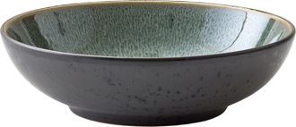 Bitz Pastaschüssel, Schüssel/Schale für Pasta und Salate, Durchm. 20 cm, Steingut, Schwarz/Grün (1 stück)