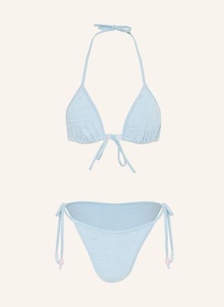 Hunza G Triangel-Bikini Gina Mit Schmuckperlen blau