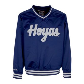 Mitchell & Ness Homme, Sweatshirts et sweats à capuche, Bleu, Taille: M Veste Satin Georgetown Hoyas