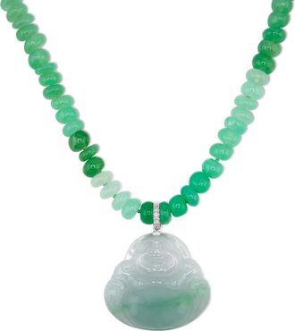 JiaJia collier en or blanc 14ct à diamants et pierres variées - Vert