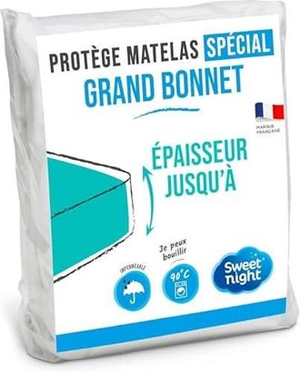 Sweet Night Protège Matelas Grand Bonnet | pour Bonnet jusquà 30cm | 140x190/200x30cm | Alèse Imperméable | Lavable à 90°C