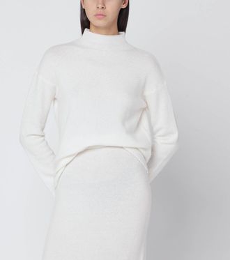 Max Mara Elfenbeinfarbener Pullover aus Kaschmirmischung