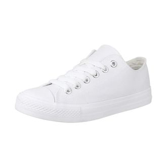 Elara Unisex Sneaker Low top Turnschuh Textil Chunkyrayan Silber 3500-3501 Allwhite-46
