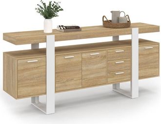IDMarket Idmarket - Buffet 180 cm phoenix xxl 4 portes avec 2 tiroirs bois et blanc