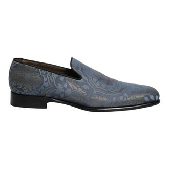 Dolce & Gabbana Florale Brokat-Slipper - - Shoes - Herren - Blau - 44 EU