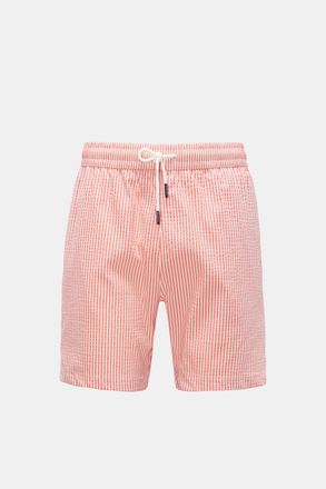 04651/ Herren - Seersucker-Badeshorts Seersucker Swim koralle/wei&szlig; gestreift