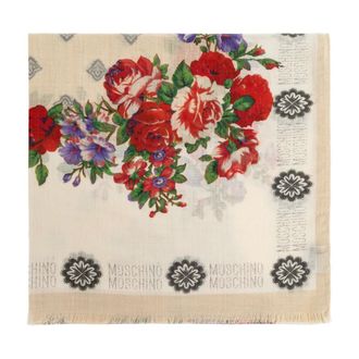 Moschino Femme, Accessoires, Beige, Taille: ONE Size Floral Motif Scarf