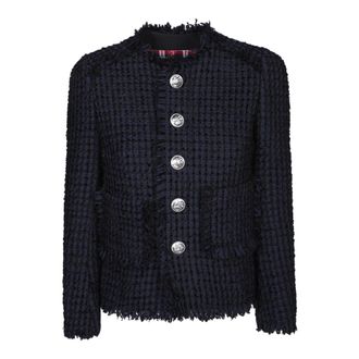 Dsquared2 Blaue Hahnentrittmuster Jacke Stilvoller Knopfverschluss - - Jackets - Damen - Blau - XS