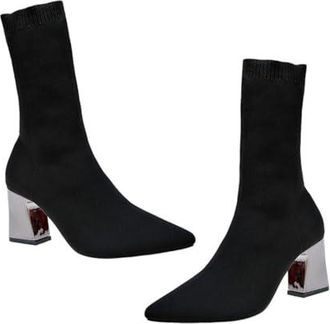 FOMIYES Courtes Maille pour Femme Talons &Eacute;pais Effil&eacute;s Chaussures Automne et Hiver Confort &Eacute;lastique et Style Multifonction pour Sorties et F&ecirc;tes