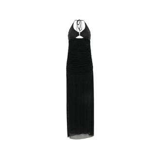 Fisico Maxikleid mit Raffung und Cut-Out am Neckholder - - Dresses - Damen - Schwarzk - M