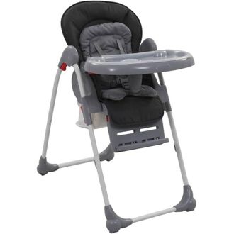 vidaXL Vidaxl - Chaise haute pour b&eacute;b&eacute; pliable gris - Cadre en acier - Si&egrave;ge rembourr&eacute; - Harnais de s&eacute;curit&eacute; 5 points - 3 positions r&eacute;glables en hauteur