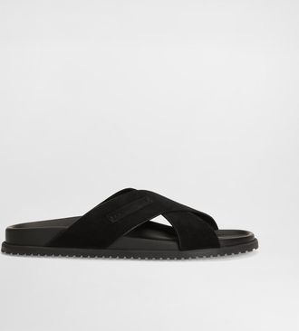 Dolce & Gabbana Sandalen Aus Spaltleder - Mann Sandalen Und Slides Schwarz 41.5