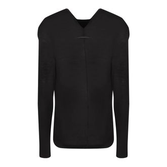 Maison Margiela Lang&auml;rmeliges Jersey-Wolloberteil - - Knitwear - Damen - Schwarzk - L