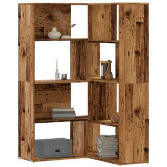 vidaXL Eck-B&uuml;cherregal 4 Etagen Antikholz 85x85x140 cm Holzwerkstoff - Vidaxl