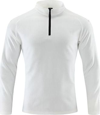 Generic Haut de sport pour homme avec fermeture &eacute;clair 1/4 - Col montant - L&eacute;ger et respirant - Confortable - Haut de sport en plein air 2026, blanc, 3XL