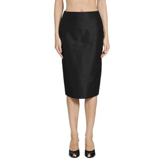 Gucci Fine Silk Faille Midi Skirt
