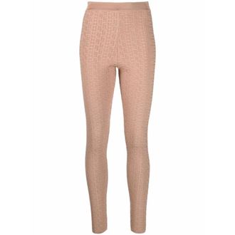 Balmain Monogram Beige Leggings - - Trousers - Damen - Beige - L
