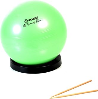 Togu Original Drums Alive Ball Fitnessball 75 cm, Gymnastikball im Set mit Drums Alive Stick und Ballschale (5er Set)