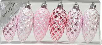 Magic Bodyfashion 6 Kunststoff Zapfen 9cm Kunststoff bruchfest Christbaumkugeln Dekokugeln Weihnachtskugeln Baumkugeln Baumschmuck Set Rosa-Mix (rosa - Hellrosa)