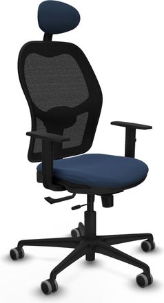 Piqueras y Crespo Jorquera B&uuml;rostuhl mit 1D-Armlehnen und festem Kopfteil, ausgestattet mit Syncro/Traslack und Schaumstoff, Rollen 65 mm, Parkett, Schwarz/Marineblau