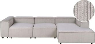 Beliani Modul Ecksofa 4-Sitzer ARDAL Cord Taupe linksseitig
