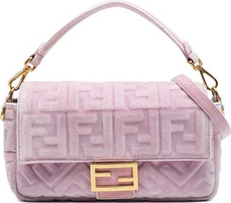 Fendi 2010-2025 Zucca Embossed Velvet Baguette satchel - Rosa
