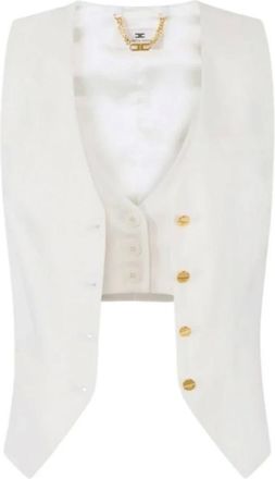 Elisabetta Franchi Femme, Vestes, Beige, Taille: 42 FR Gilet