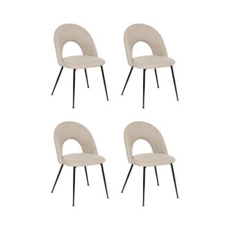 Atmosphera Lot de 4 Chaises en Tissu Raven 81cm Beige