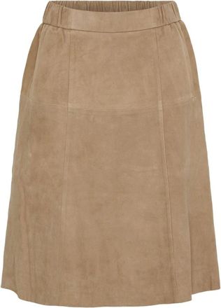 Notyz Notyz - Jupe midi en daim coupe trap&egrave;ze - Femme - Jupes - Brun - Taille: 38 FR