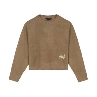 Olaf Hussein Femme, Pulls, Brun, Taille: 40 FR Pull en tricot avec logo script moelleux