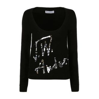 J.W.Anderson Sequin Logo Wollpullover - - Knitwear - Damen - Schwarzk - M