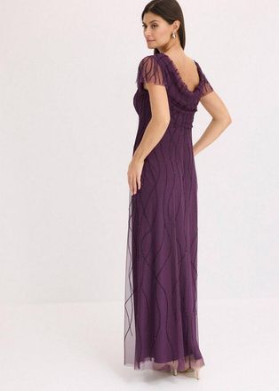 Bonprix Maxikleid f&uuml;r Abiball, Festtage und Hochzeiten, aus T&uuml;ll, mit Perlenstickerei