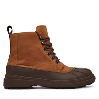 Tommy Hilfiger Schn&uuml;rschuhe Tommy Hilfiger Outdoor Rubber Lth Boot Wpm FM0FM05957 Braun