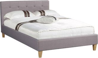 IDIMEX Lit simple lille, 120 x 190 cm, capitonné avec sommier, revêtement en tissu gris