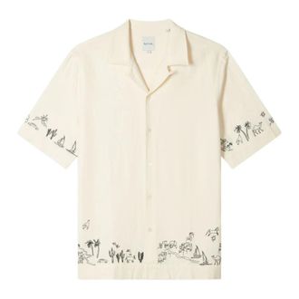 Paul Smith Viskose-Leinen Hemd mit Stickerei - - Shirts - Herren - Beige - S