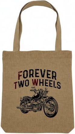 Fabulous Sac Shopping Tote Bag Aspect Lin - Forever Two Wheels Motorcycle Big Bike Cafe Racer - Sac de Courses Toile Epaisse 360g Beige Naturel Cabas Port&eacute; Epa