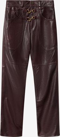 Isabel Marant Pantalon Brinley En Cuir - Femme - Bordeaux Fonc&eacute; - Taille34 - Isabel Marant
