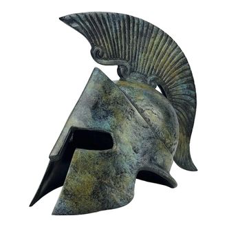 Generic Antiker griechischer Spartaner-Helm, echte Bronze, Metall, Kunstskulptur, handgefertigt, Gr&uuml;n