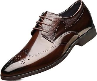 Generic Chaussures habillées for Hommes à Lacets en Similicuir, Richelieus à Bouts dailes en Relief, Brillantes, antidérapantes, à Talon Bas, antidérapantes, 