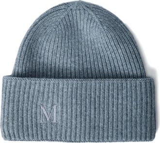 Max Mara logo-motif knitted beanie - Grau