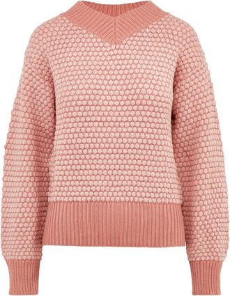 Bomboogie Femme, Pulls, Rose, Taille: 42 FR Pull Jacquard &agrave; col en V