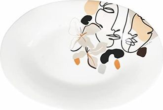 Villa D'Este Home Tivoli Servierplatte oval aus Keramik 55 x 27 cm, Face to Grey