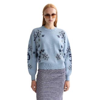 Scotch & Soda Damen Relaxed Jacquard Pullover Sweater, Faded Denim V441, L