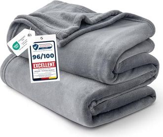 Bedsure Couverture polaire en microfibre effet flanelle, ultra douce, chaude, infroissable et anti-tache, pour lit, canapé, salon, comme couvre-lit, 220 x 240