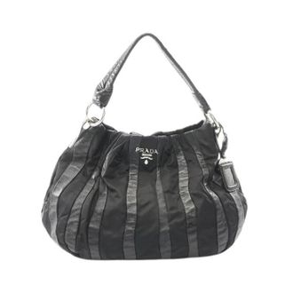 Prada Pre-owned gestreifte Nylon-Leder-Handtasche - - Pre-owned - Damen - Schwarzk - ONE SIZE